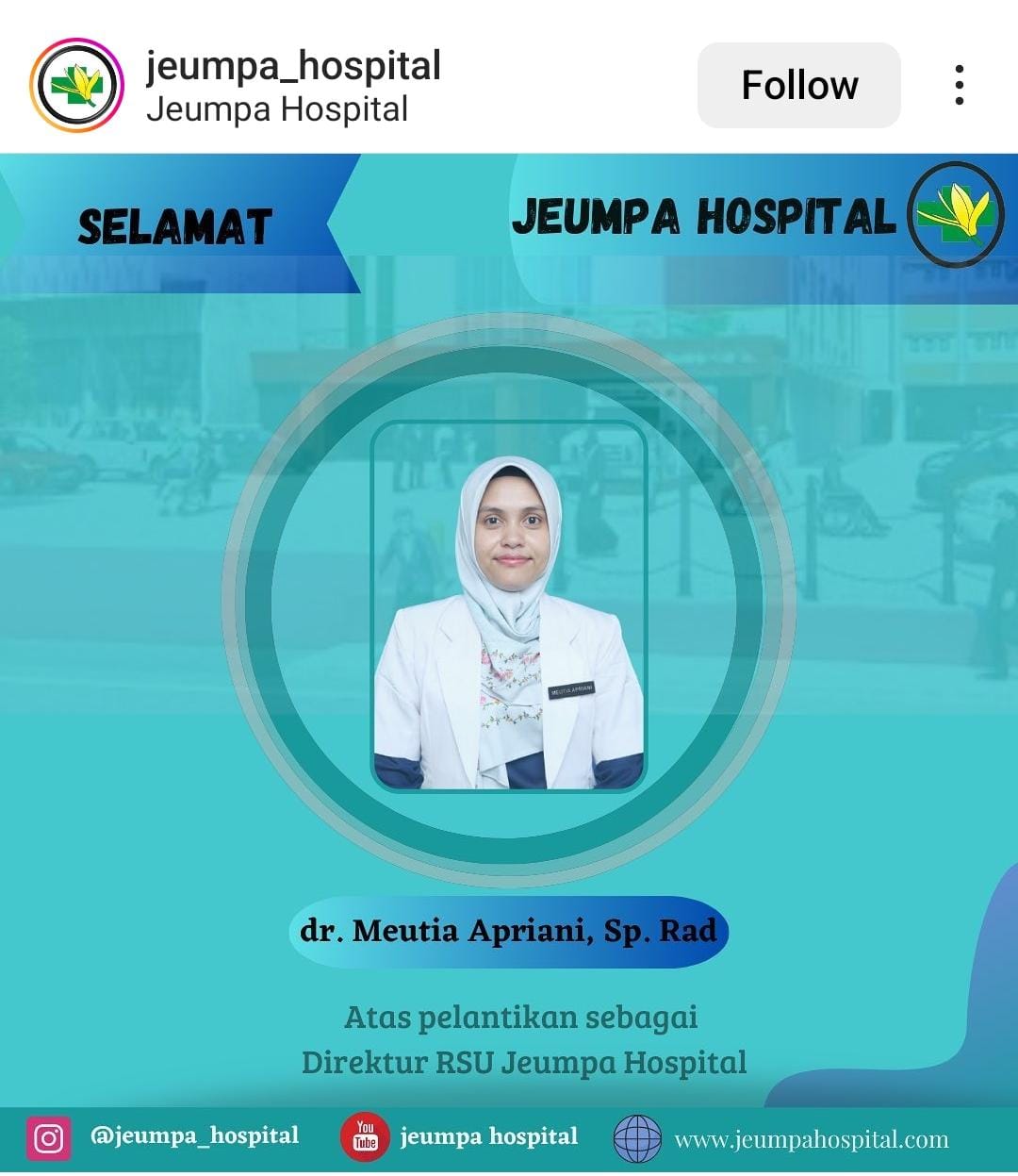 SELAMAT DAN SUKSES ATAS DILANTIKNYA dr. Meutia Apriani, Sp.Rad sebagai ...